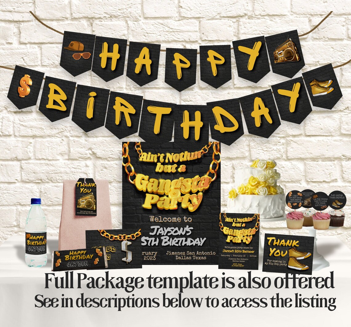 Gangsta Party Hiphop Theme Invitation Canva Template - Etsy