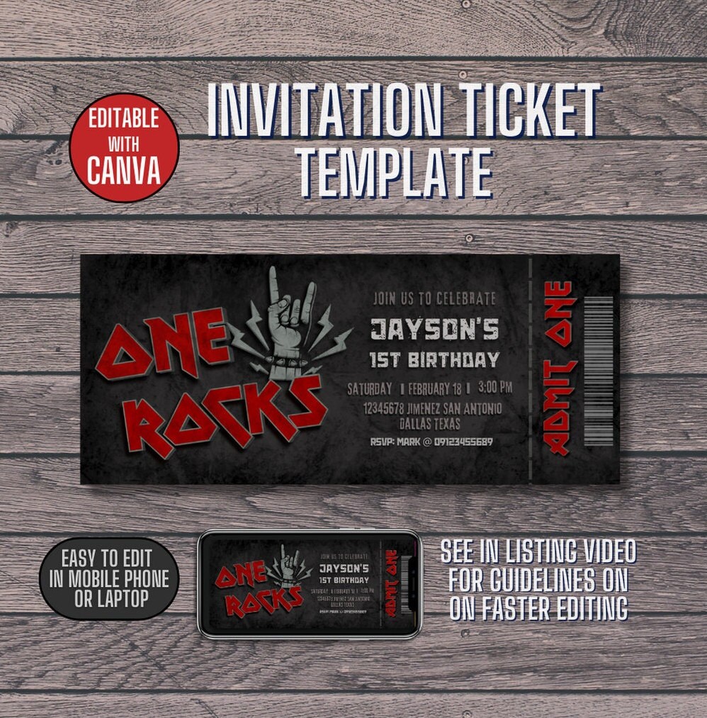 One Rocks - Rocked One Year - Rock and Roll - Boy 1st Birthday Digital ...