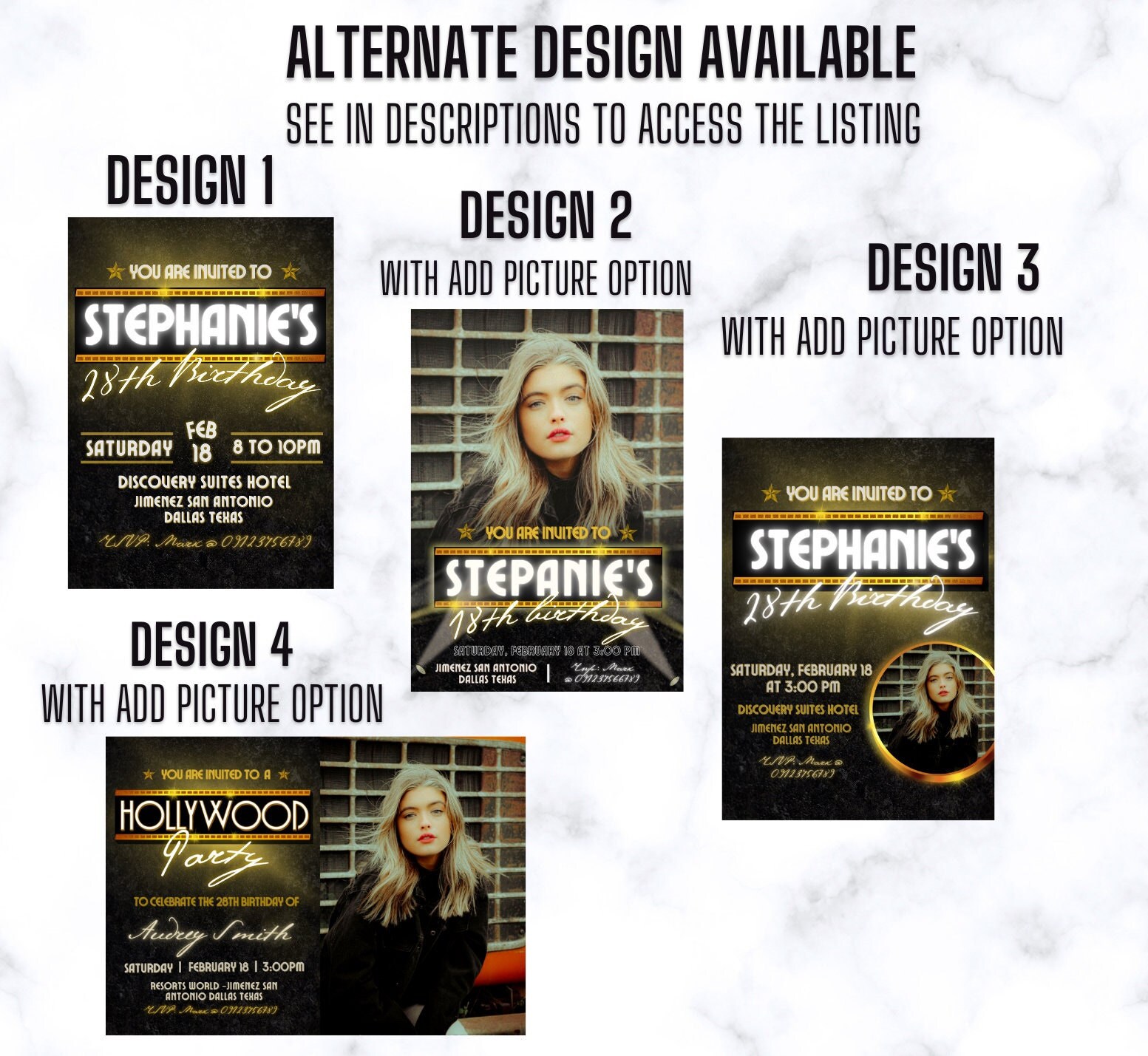 Hollywood Party Invitation Canva Template - Etsy