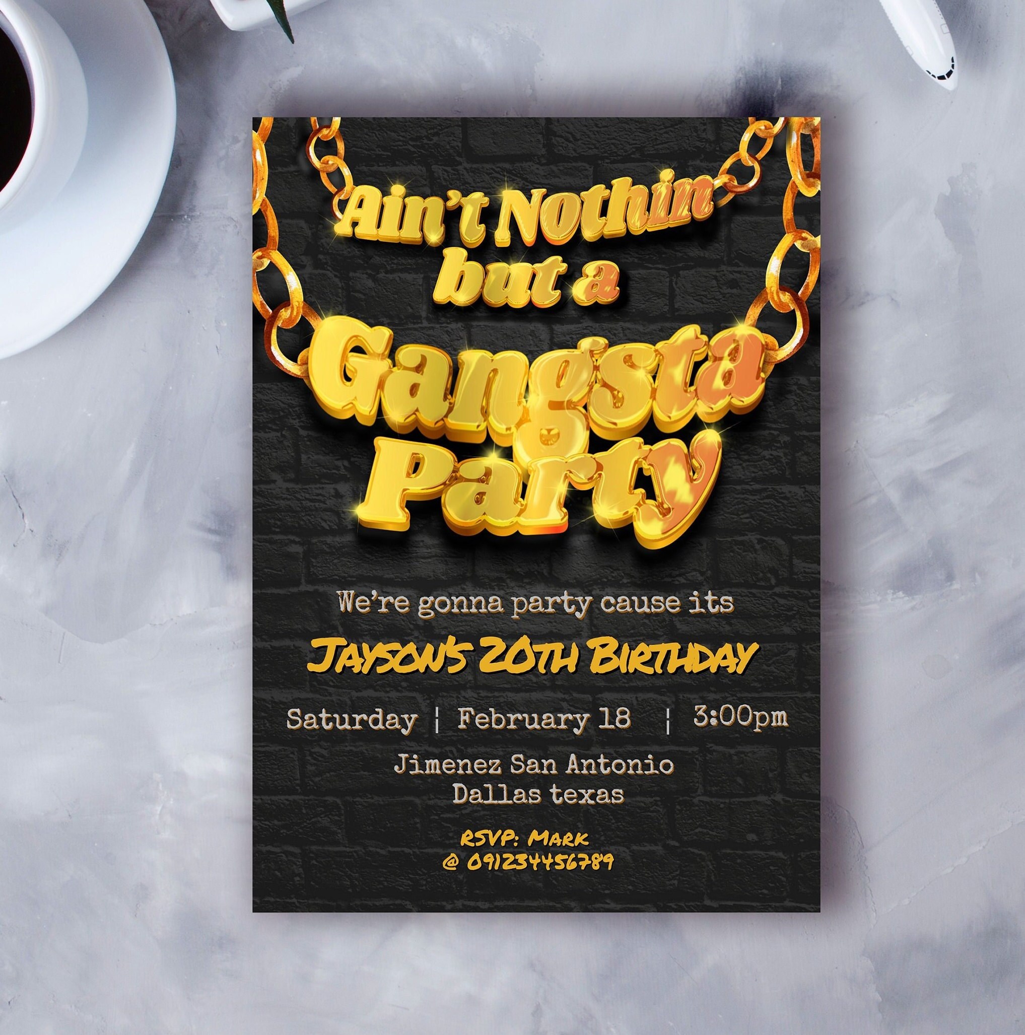 Gangsta Party - Hiphop Theme Invitation Canva Template - Etsy