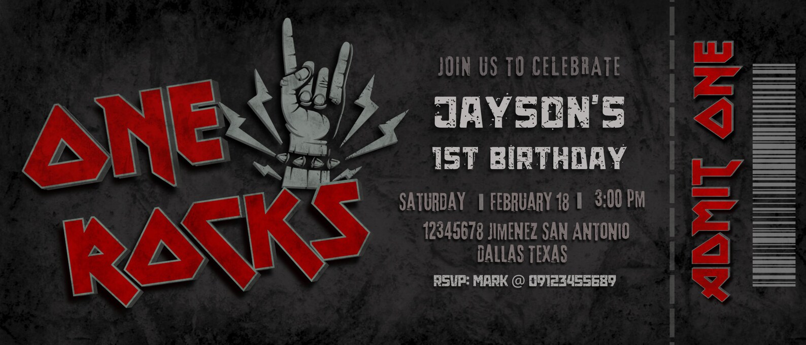 One Rocks - Rocked One Year - Rock and Roll - Boy 1st Birthday Digital ...