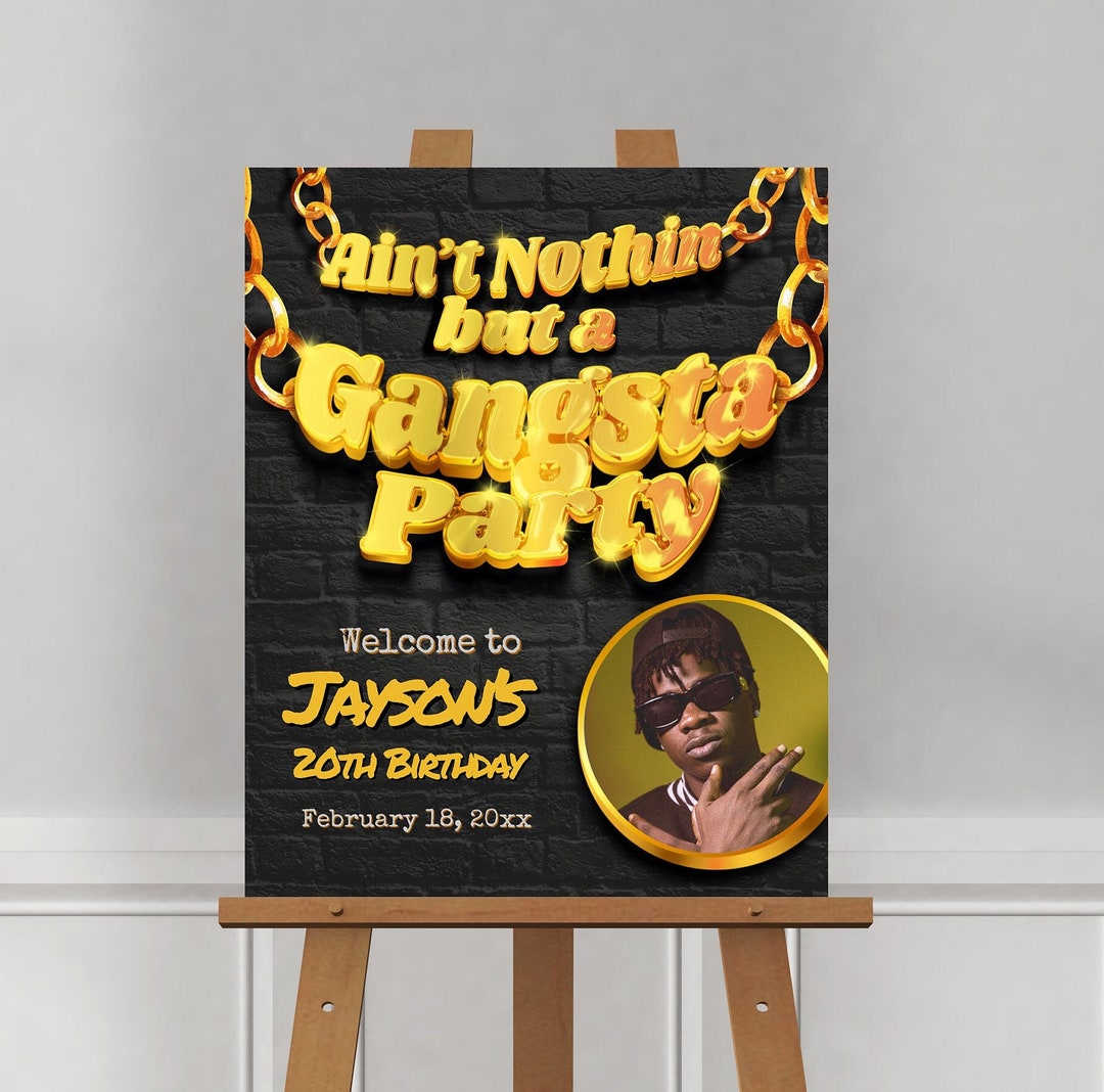 Gangsta Party - Boy Birthday Hiphop Theme Digital Editable Welcome Sign ...