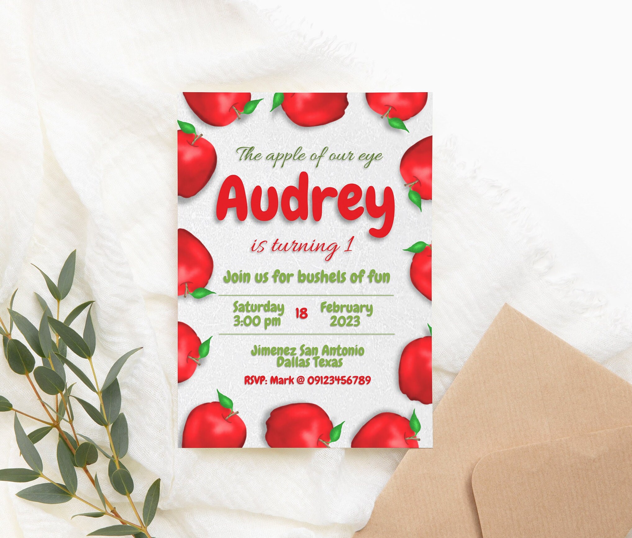 Apple Orchard Party Invitation Canva Template - Etsy