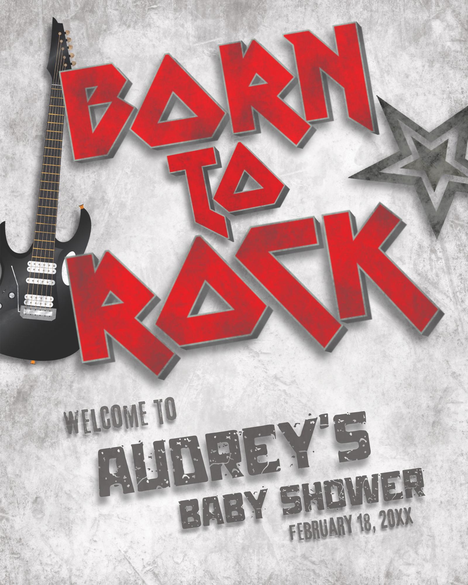 Born to Rock Baby Shower - Rockstar Theme - Rocker Theme Digital ...