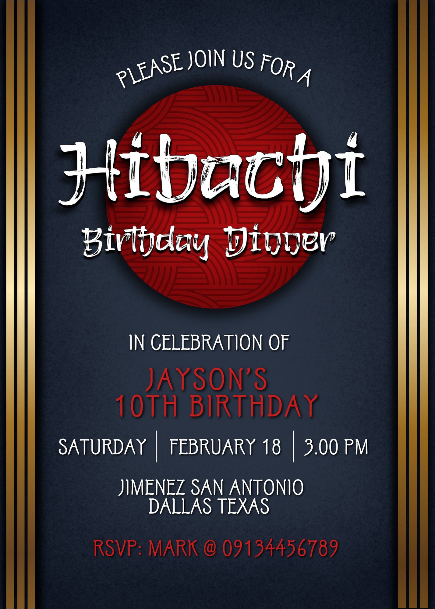 Hibachi Birthday Dinner Invitation Canva Template - Etsy