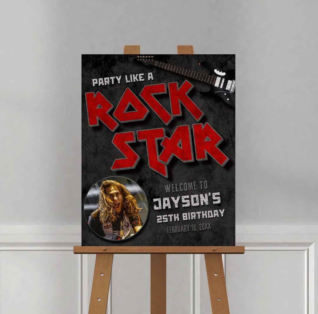 Rockstar Birthday Themed - Rocker Digital Editable Welcome Sign With ...