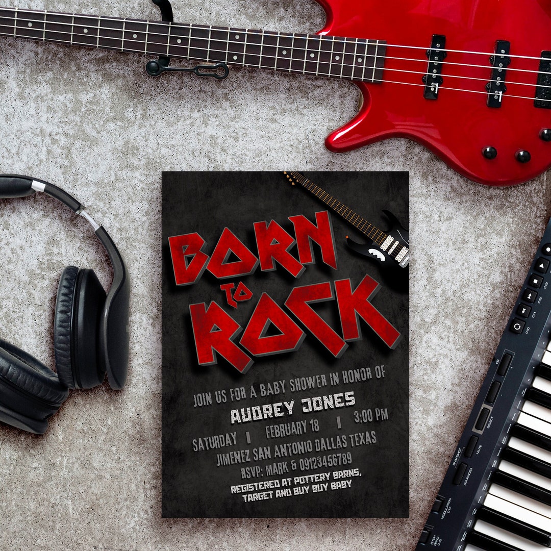 Born to Rock Baby Shower - Rockstar Theme - Rocker Theme Digital ...