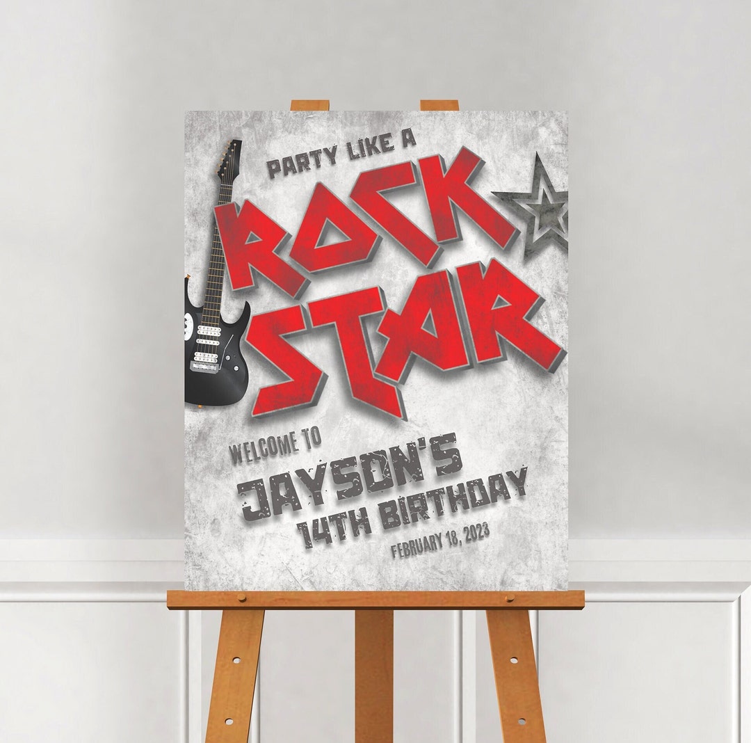 Rockstar Birthday - Rockstar Themed - Rocker Digital Editable Welcome ...