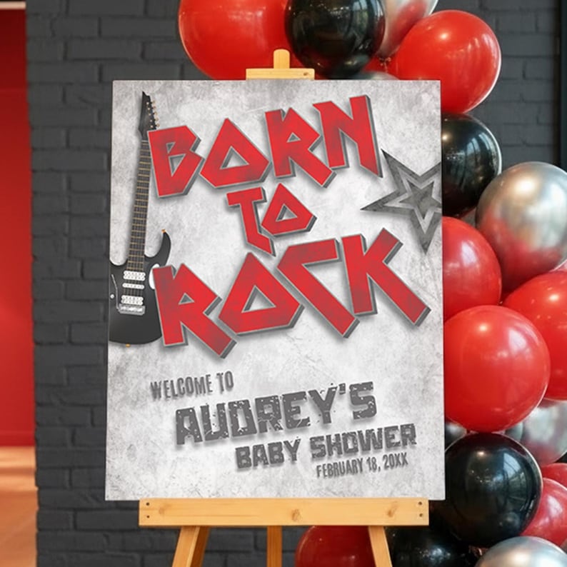 Born to Rock Baby Shower - Rockstar Theme - Rocker Theme Digital ...