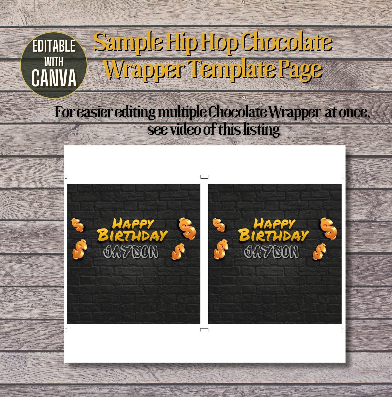 Hip Hop - Rapper Themed Boy Birthday Chocolate Wrapper Editable Digital ...
