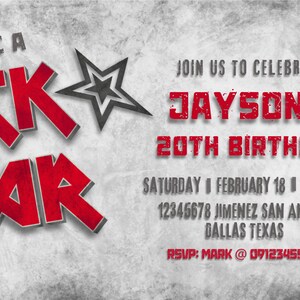 Rockstar Birthday Theme - Rocker Digital Editable Invitation Canva ...