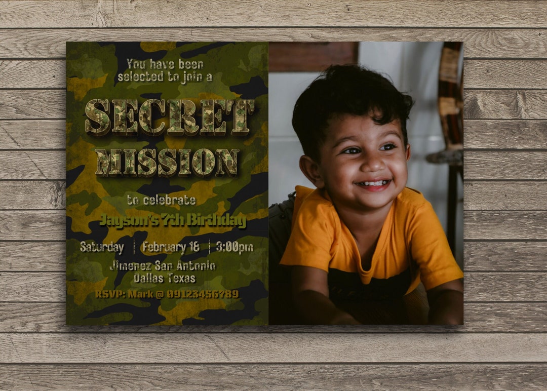 Army - Military - Soldier - Boy Digital Editable Invitation With Photo ...