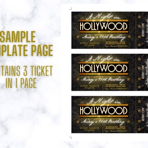 Hollywood Party Digital Ticket Editable Birthday Invitation Canva ...