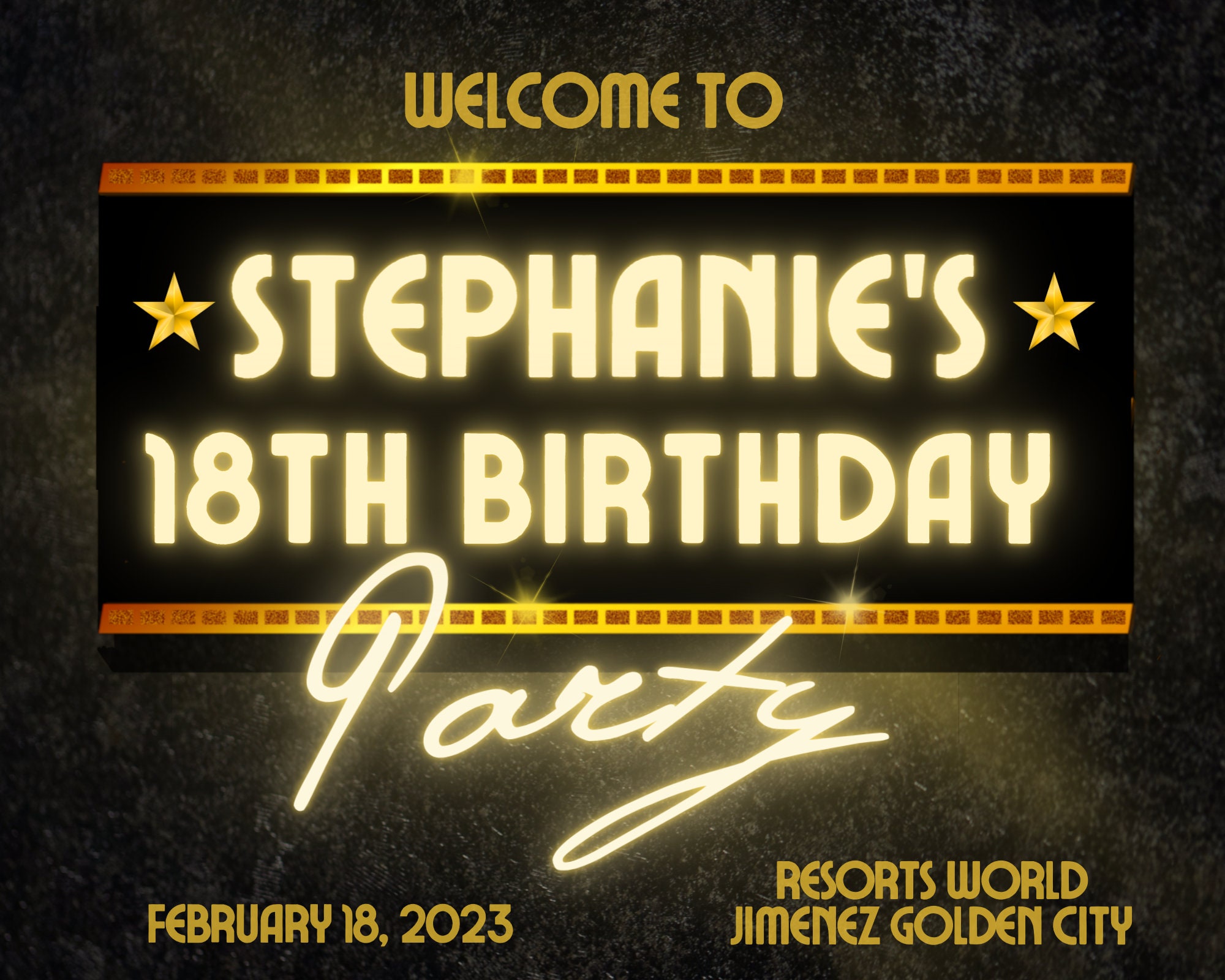 Hollywood Party Welcome Sign Prom Night Digital Canva Template - Etsy