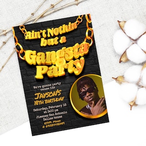 Gangsta Party - Hiphop Theme With Picture Invitation Portrait Canva ...