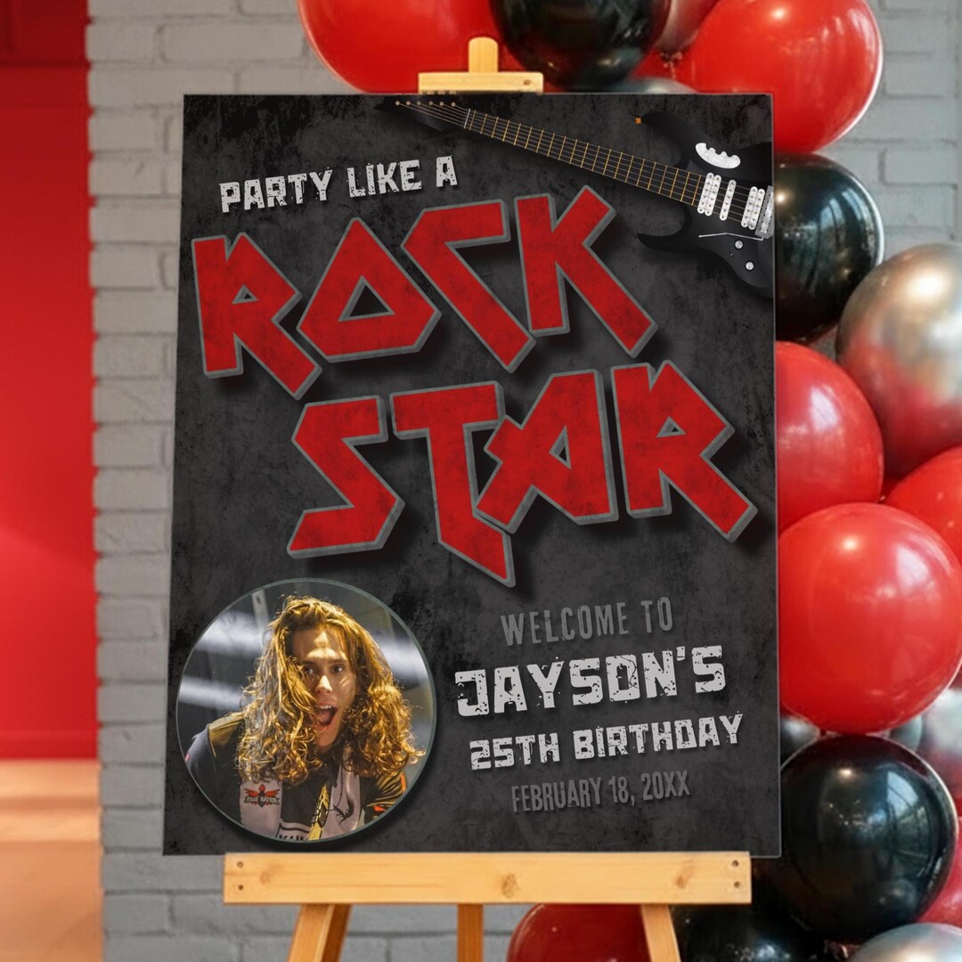 Rockstar Birthday Themed - Rocker Digital Editable Welcome Sign With ...