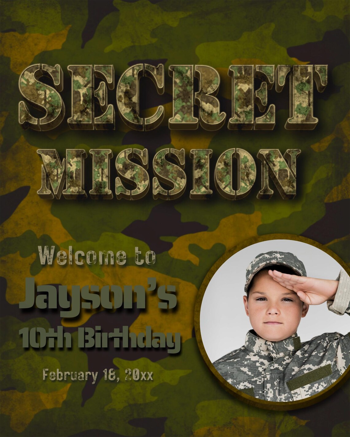 Army - Military - Soldier - Boy Digital Editable Welcome Sign With ...