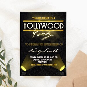 Hollywood Party Invitation Canva Template - Etsy