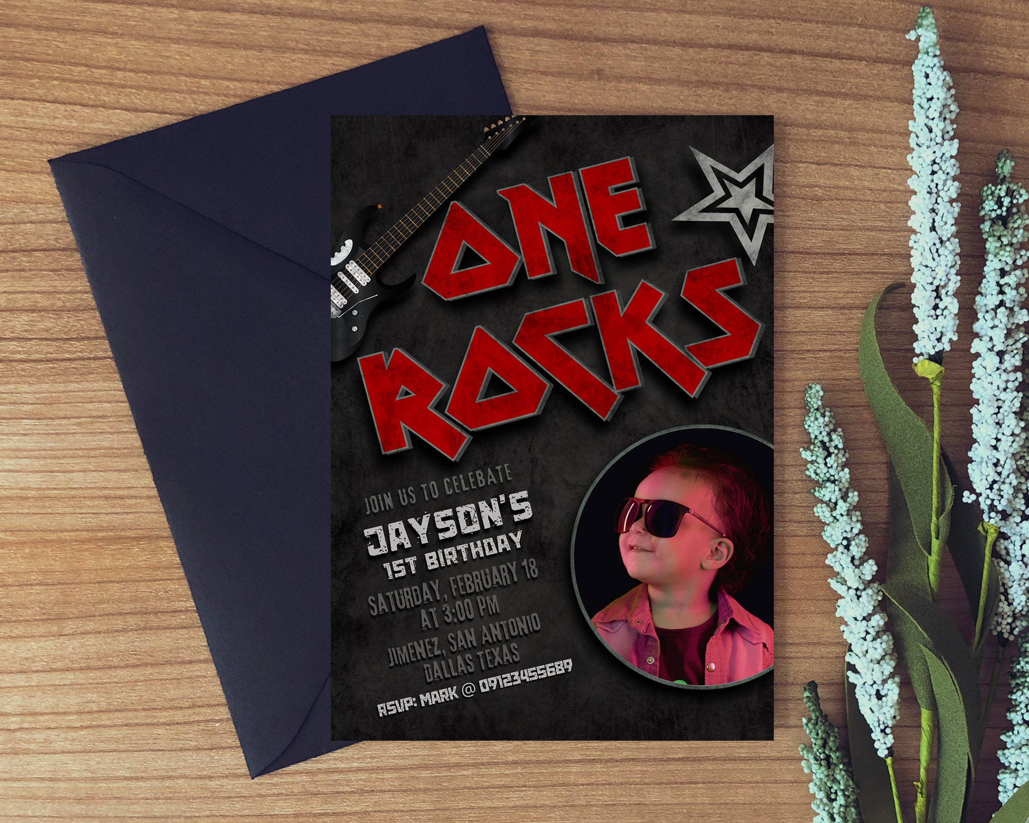 One Rocks Rocked One Year Boy First Birthday Digital Editable ...