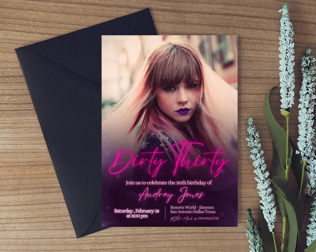 Dirty Thirty 30th Birthday Invitation - Minimalist Digital Invitation ...