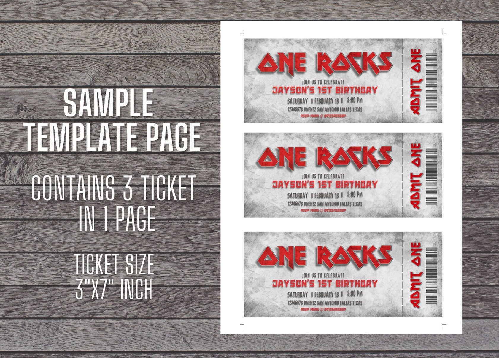 One Rocks - Rocked One Year - Rock and Roll - Boy First Birthday ...