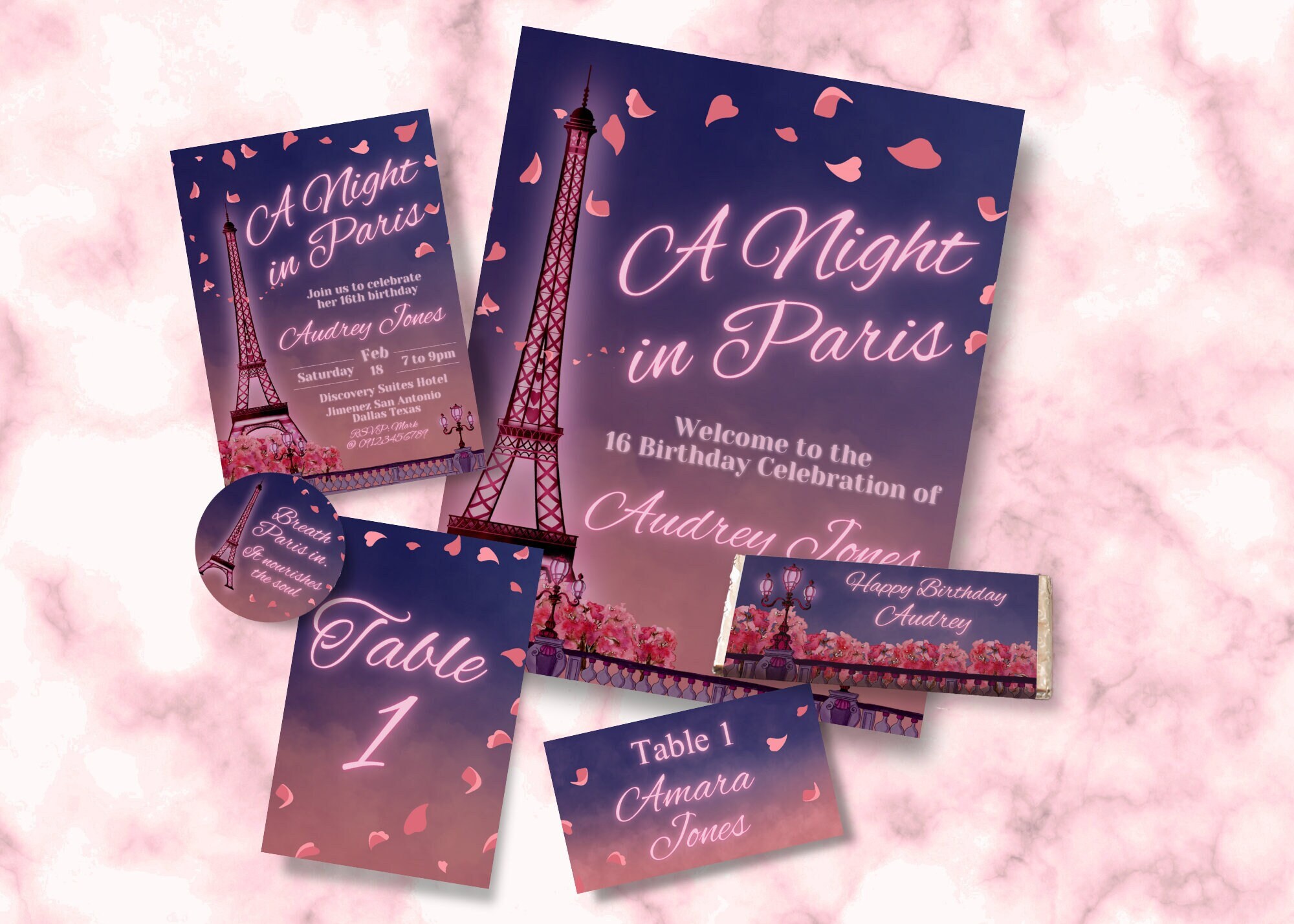 A Night in Paris Ooh La La Madamoiselle Eiffel Tower Paris Digital ...