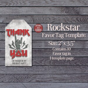 Rocker - Rock and Roll - Rockstar Favor Tag Editable Digital Canva ...