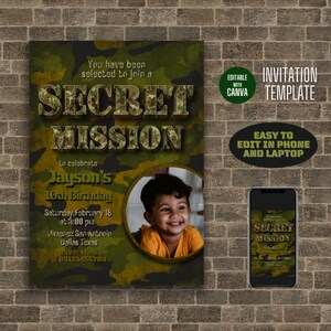Army - Military - Soldier - Boy Digital Editable Invitation With Photo ...