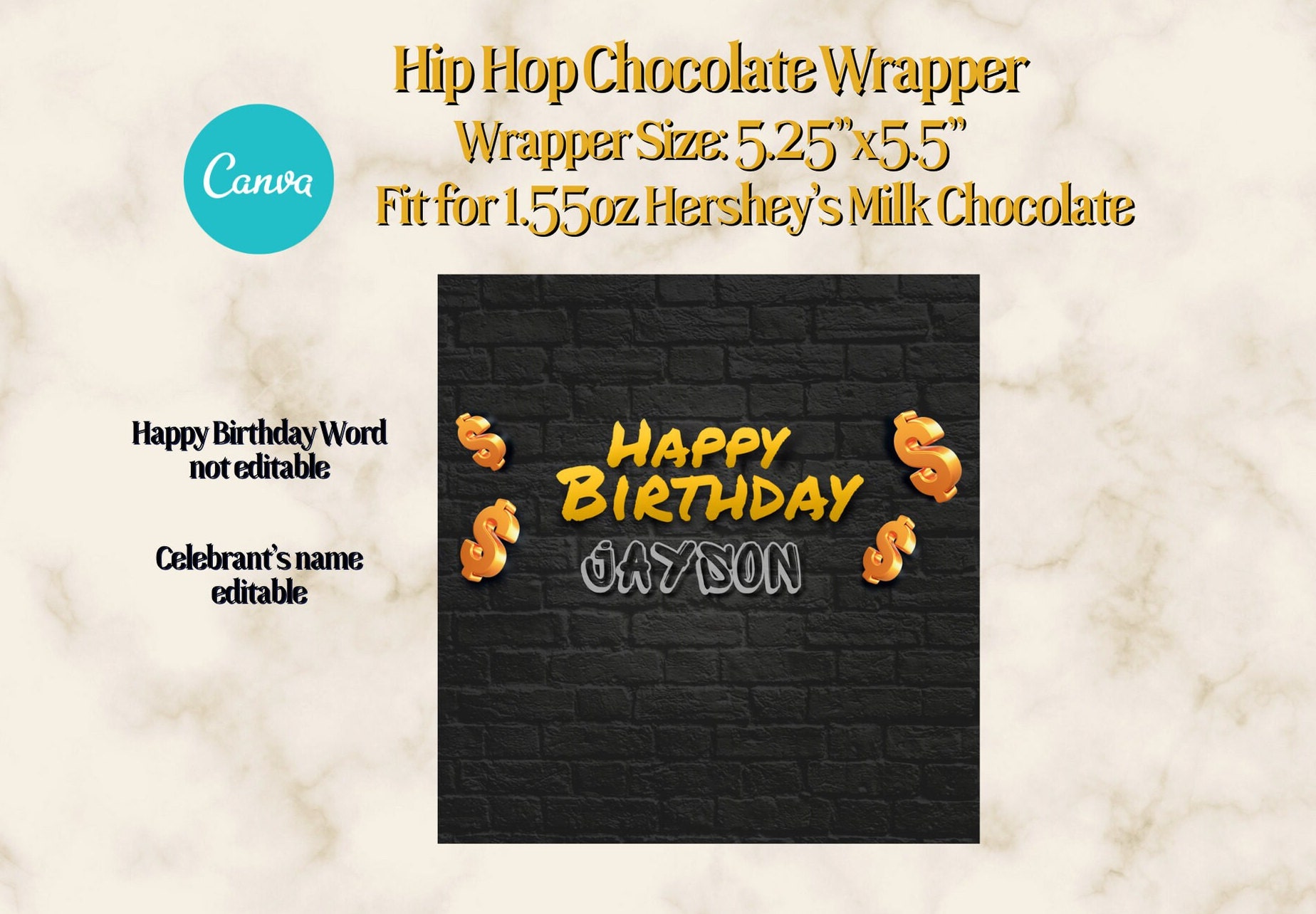 Hip Hop Rapper Themed Boy Birthday Chocolate Wrapper Editable Digital ...