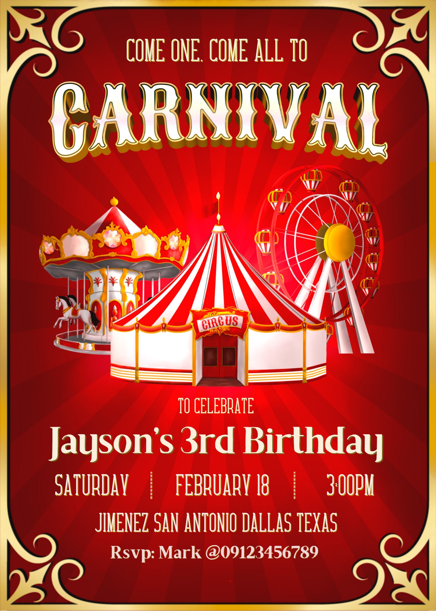 Carnival Invitation Canva Template - Etsy