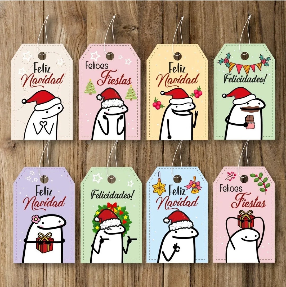 Printable Kit 16 Deformed Flork Christmas Tags + 4 Cards - Etsy