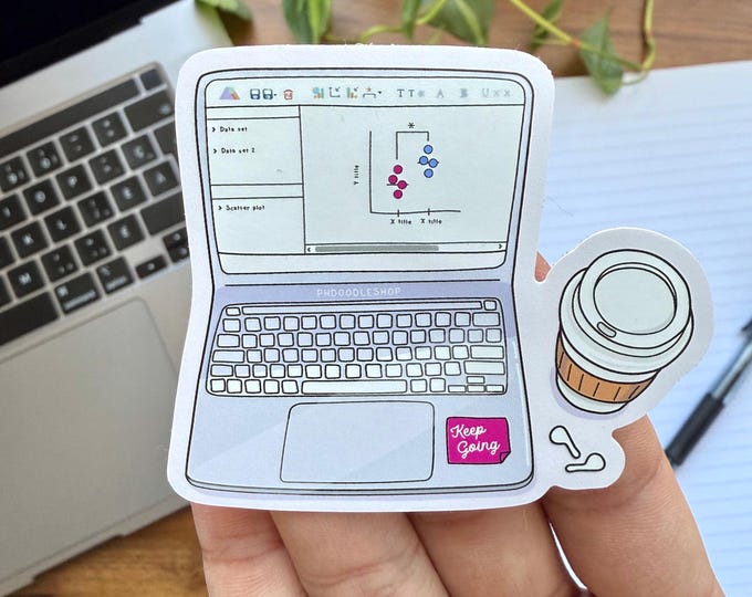 Coffee & Data Vinyl Sticker | Cute STEM Sticker Data Science Research ...