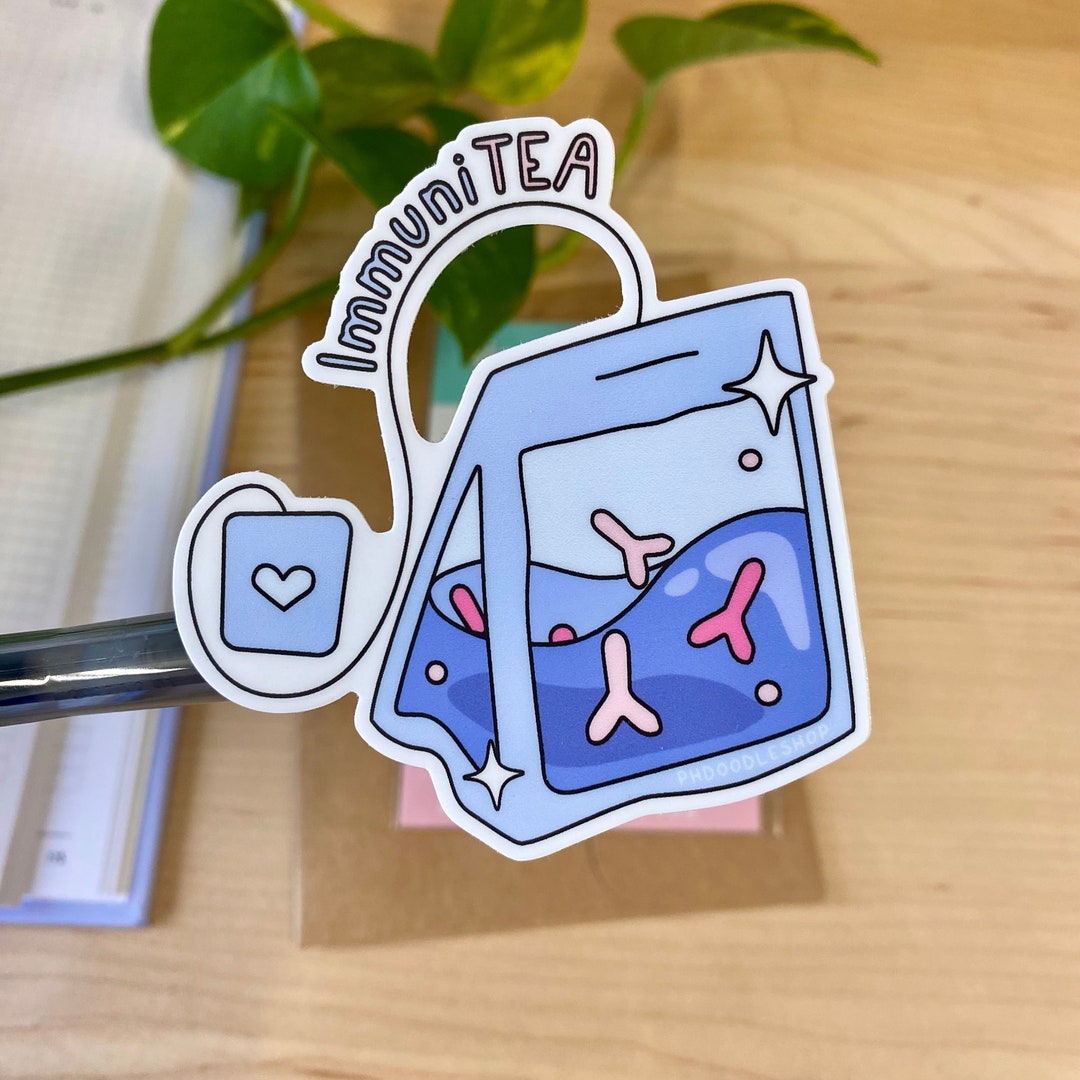 Immunity Tea Bag Vinyl Sticker immunitea Immunology Puns Gift for Phd ...