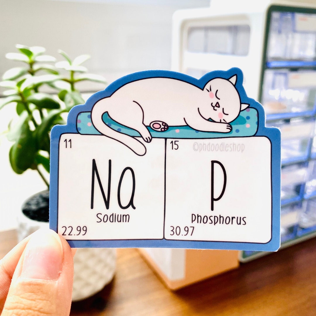 Chemistry Cat Vinyl Sticker Periodic Table of Elements Gift for ...