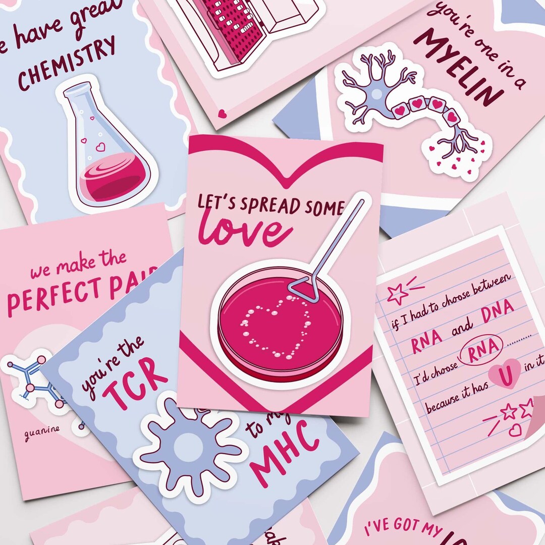 STEM Valentine's Day Cards + Sticker Bundles | Cute Science-themed ...