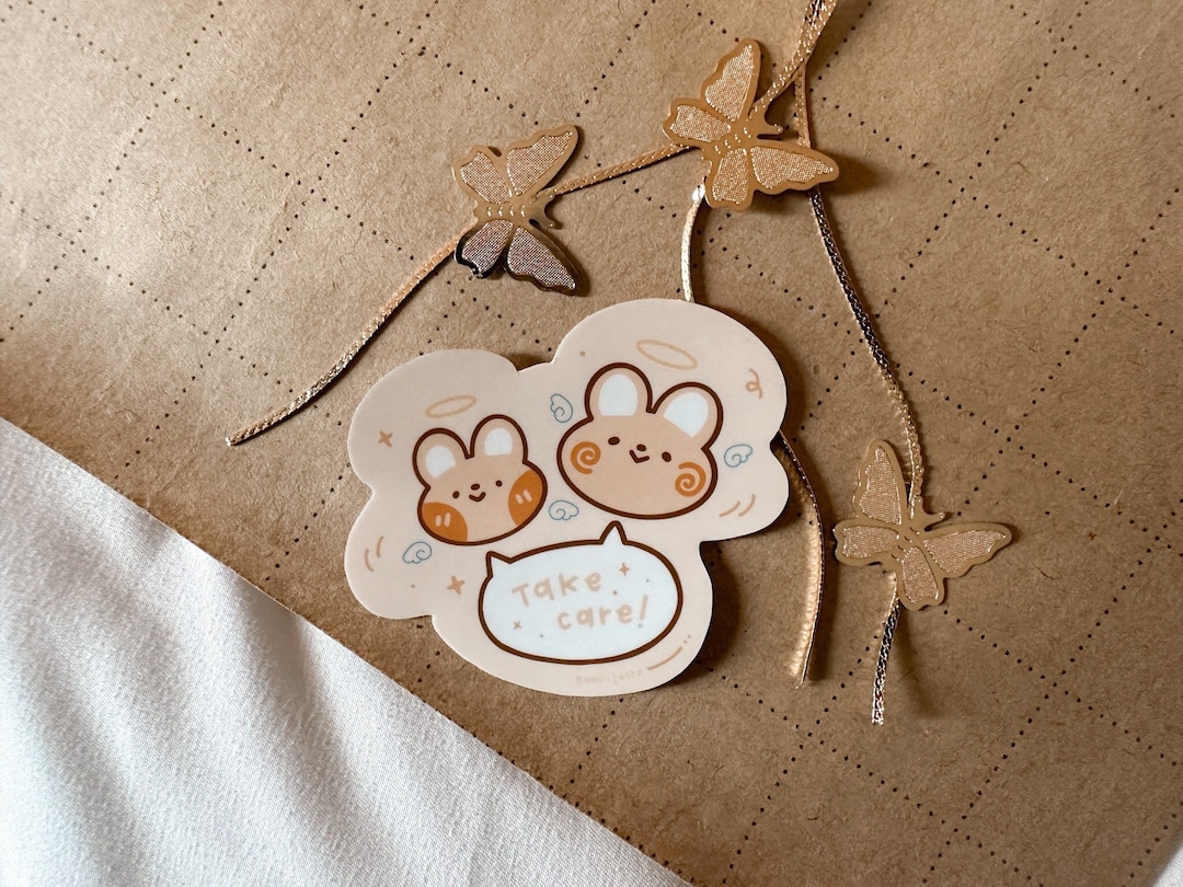 Take Care Bunny Angel Sticker | Motivational Self Care Thoughtful ...