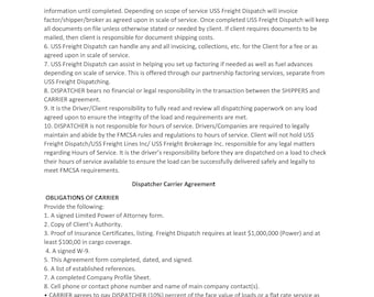 Dispatcher and Carrier Agreement, Freight Dispatcher Contract ...