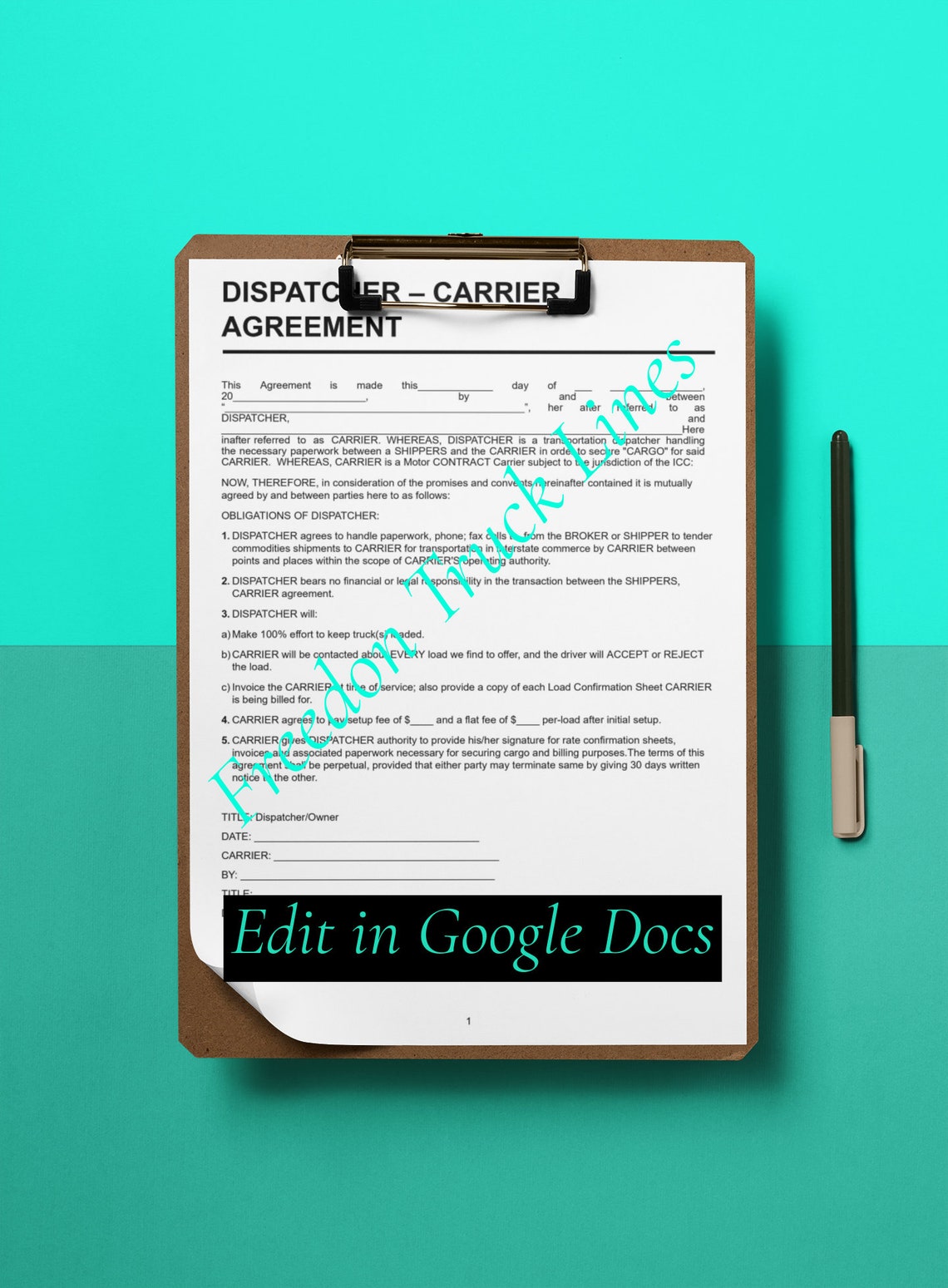 Freight Dispatch Carrier Contract - Freight Dispatcher Contract ...