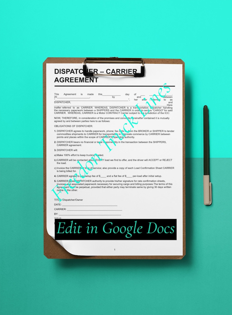 Freight Dispatch Carrier Contract - Freight Dispatcher Contract ...