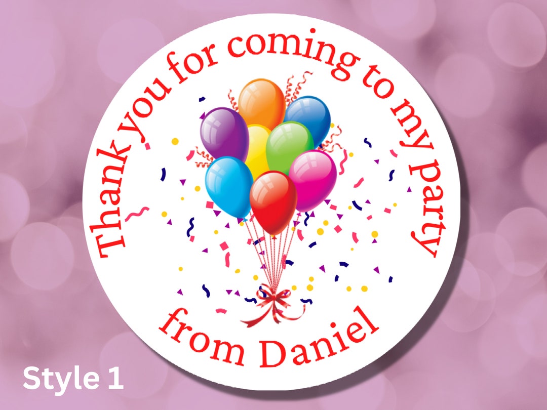 Personalised Birthday Party Stickers, Party, Thank You Stickers - Etsy