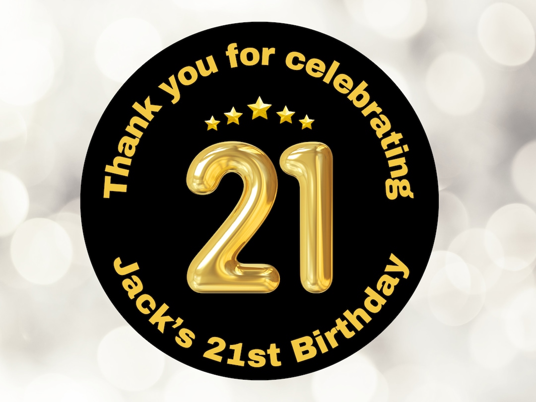 21st Birthday Stickers Personalised Party Name Labels Celebration Sweet ...