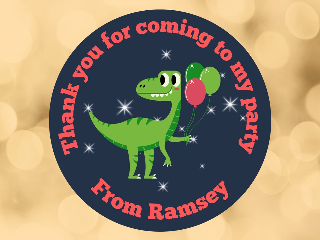 Dinosaur Party Stickers, Personalised Dinosaur Birthday Party Stickers ...