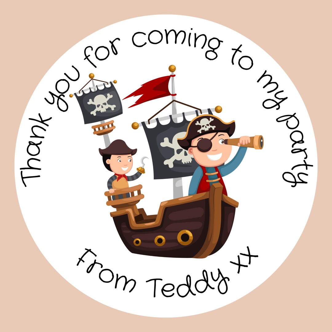 Pirate Birthday Stickers Personalised Childrens Party Stickers Sweet ...