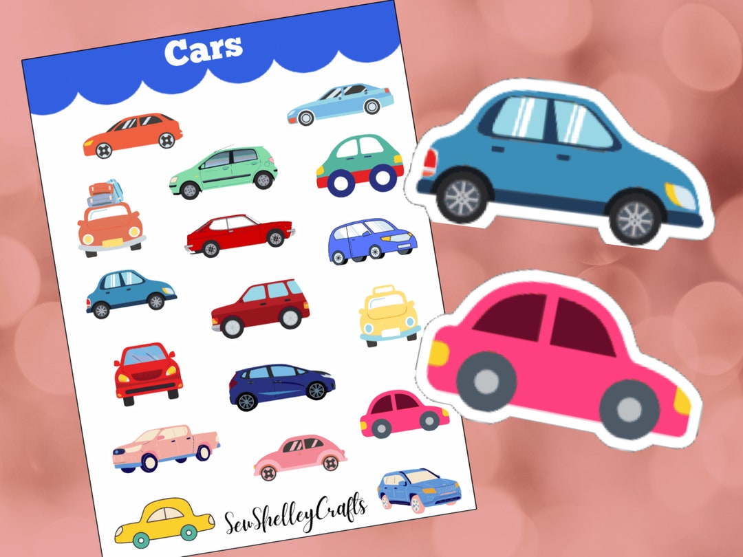 Cute Toy Car Stickers for Planners, Cards Making, Scrapbooks. Children ...
