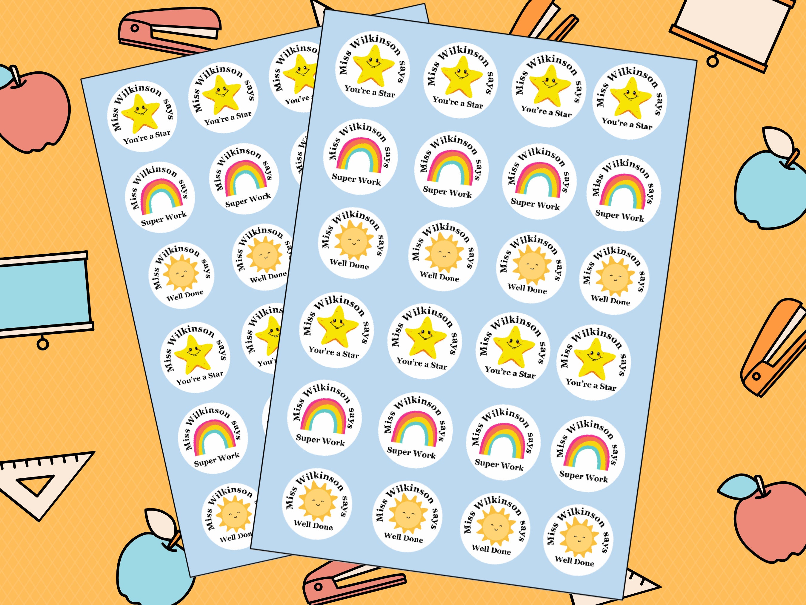 Personalised Teacher Stickers Teacher Reward Stickers - Etsy UK