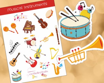 Musical Instrument Stickers - Etsy UK