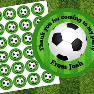 Football Party Stickers, Personalised Football Birthday Party Stickers ...