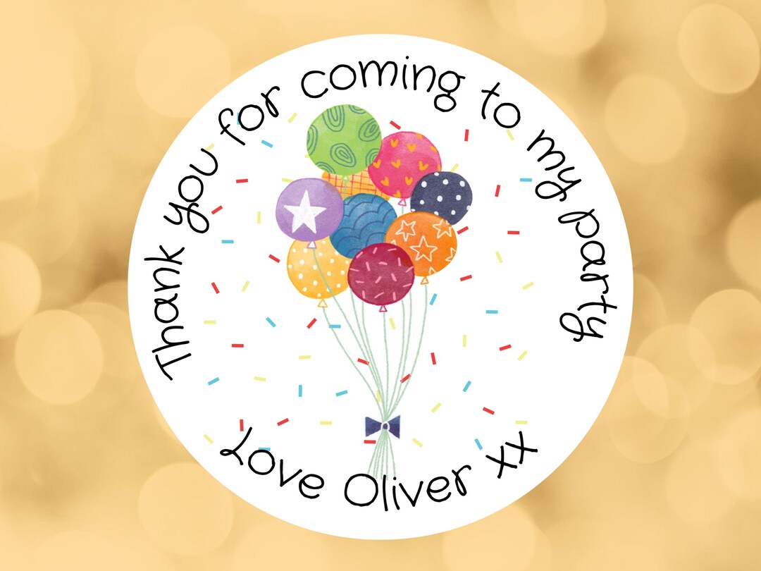 Personalised Children’s Party Bag Stickers, Party, Thank You Stickers ...