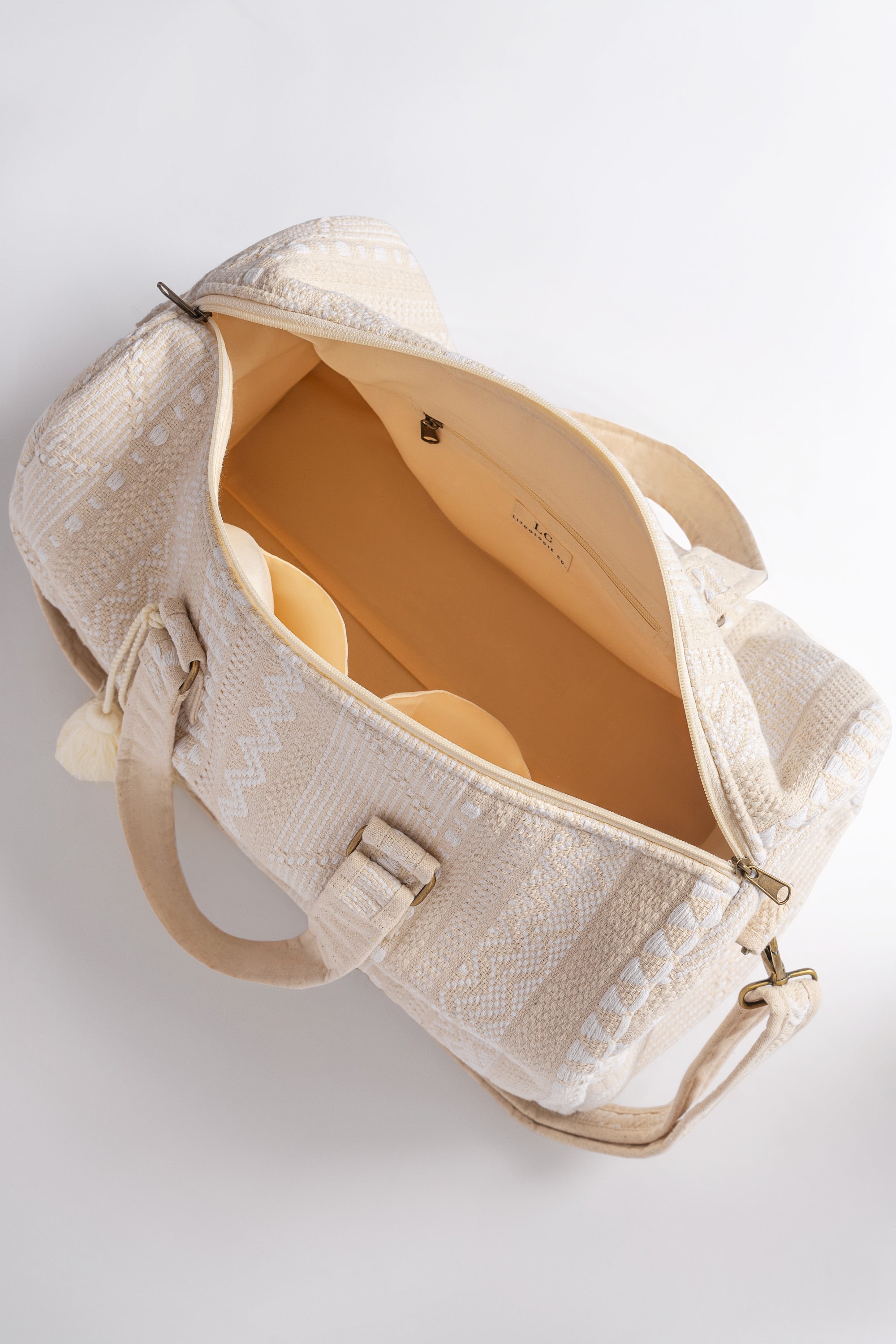 Neutral Duffel Weekender Bag Cream Ivory White Handwoven Travel Bag ...