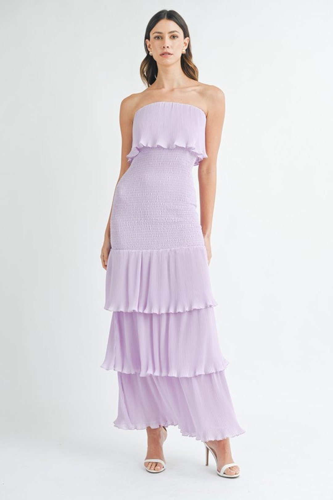 Lavender Ruffle Tiered Smocked Maxi Dress Purple Dress Lavender Dress ...